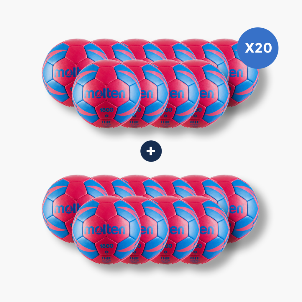 Lot de 20 ballons de handball Molten HX1800 T2 rouge – Origine Sport